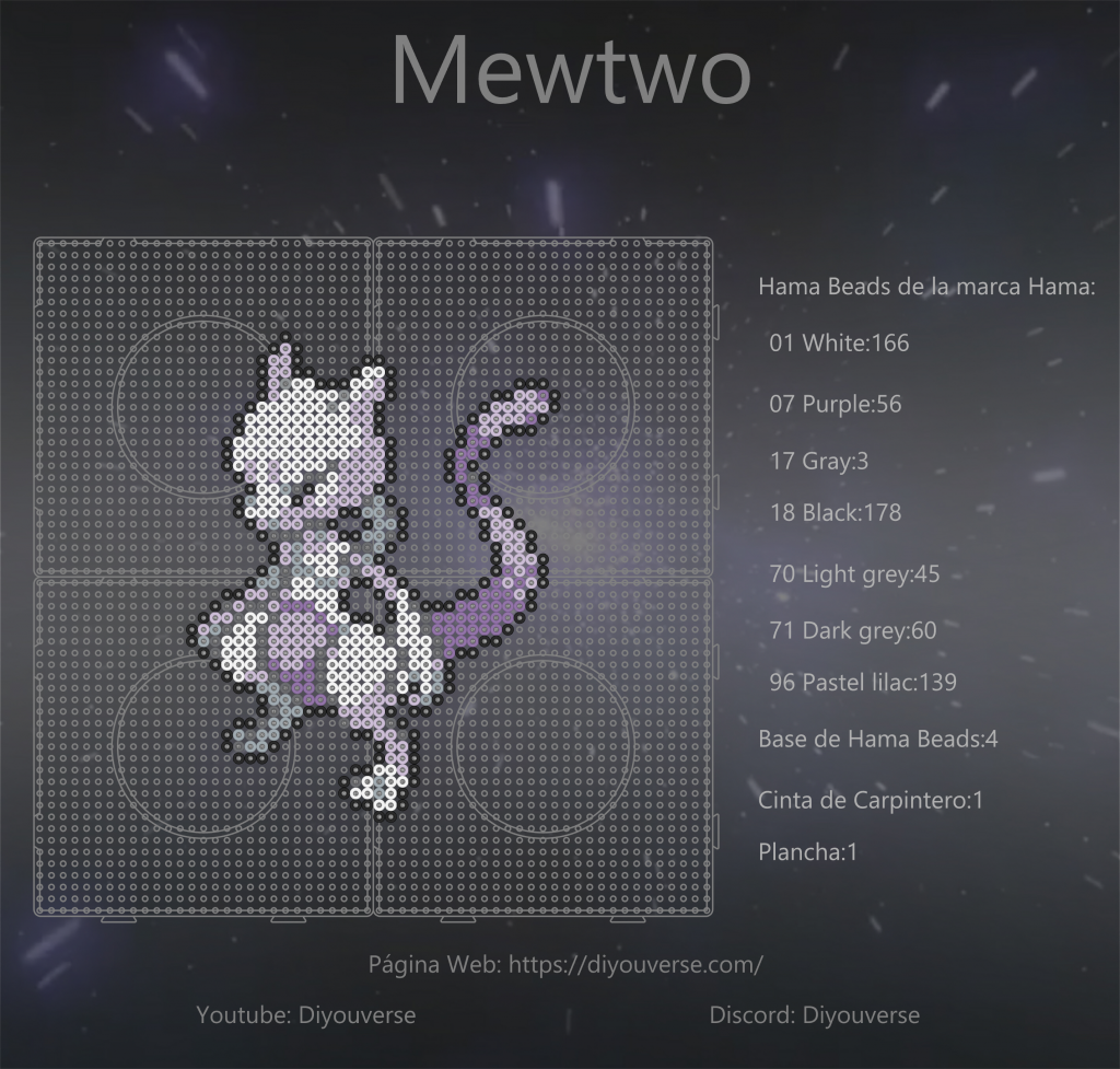 Mewtwo Hama Beads - DIYOUVERSE